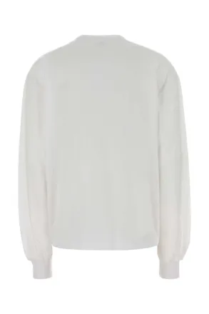 Ganni Womens Basic Cotton Jersey Longsleeve Teddy Mushroom Bright White Maglie Sweater
