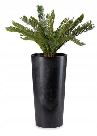 HowHomely Glatt Blumentopf Gross Hoch 57 cm mit Pflanzk&uuml;bel Einsatz 29 cm Durchmesser - Schwarz Pflanzk&uuml;bel Gro&szlig; aus Kunststoff f&uuml;r Deko Wohnzimmer Garten oder 