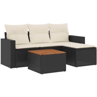 vidaXL Vidaxl - Salon de jardin 5 pcs avec coussins noir r&eacute;sine tress&eacute;e