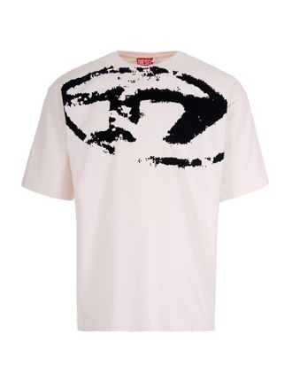 Diesel Flocked Oval D Logo T-Shirt - Ivory