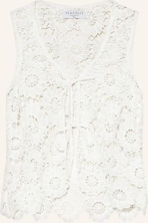 Seafolly Blusentop Secret Garden Mit Lochspitze weiss