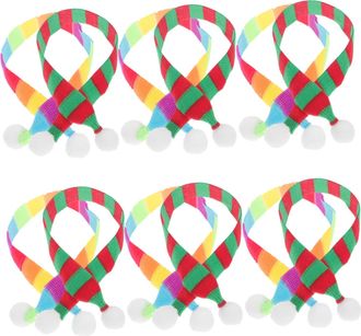 Cabilock 40 Stück Teiliges Mini Strickschal Weihnachtsdeko Handgestrickte Mini-schals für DIY Bastelarbeiten Vielseitige Schneemann Baumornamente Farbige Schal