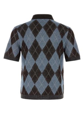 Gucci Mens Embroidered Wool Blend Polo Shirt Multi