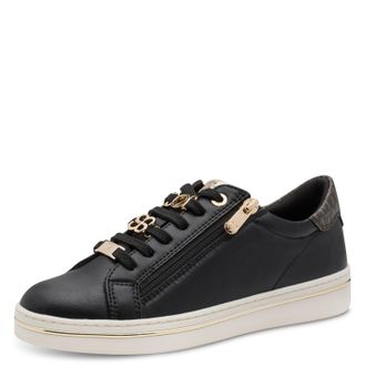 Marco Tozzi Plateausneaker MARCO TOZZI, Damen, Gr. 39, schwarz kombiniert, Lederimitat, Schuhe Plateausneaker, Freizeitschuh, Halbschuh, Schn&uuml;rschuh mit Logoschri