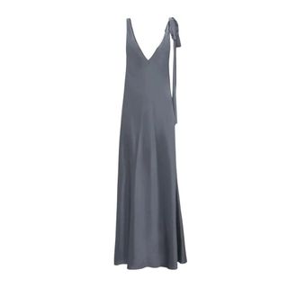 J.W.Anderson Seidenes Maxikleid mit V-Ausschnitt - - Dresses - Damen - Grau - XS