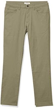Amazon Essentials Pantalon Chino en Tissu Stretch Confortable à 5 Poches Coupe Skinny Homme, Vert Olive Foncé, 28W / 30L