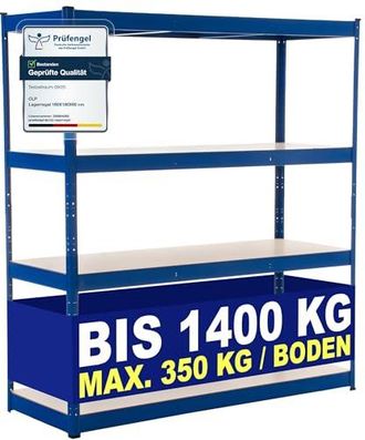 Clp &Eacute;tag&egrave;re de Stockage avec 4 Surfaces de Rangement I &Eacute;tag&egrave;re de Rangement 160x60x180 cm I Capacit&eacute; de Rangement par &Eacute;tage 350 kg, Couleur:Bleu