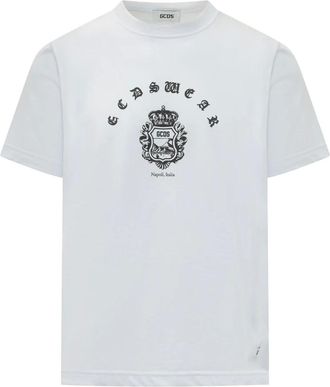 GCDS Gcds, Homme, Tops, Blanc, Taille: L Stemma SS T-Shirt