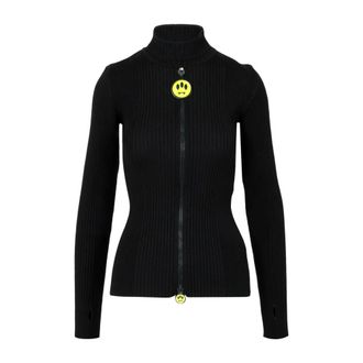 Barrow Barrow, Femme, Pulls, Noir, Taille: 42 FR Cardigan zipp&eacute; &agrave; col montant et texture c&ocirc;tel&eacute;e