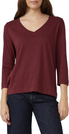 s.Oliver 3/4-Armshirt aus Baumwoll-Flammgarn mit tiefem V-Ausschnitt