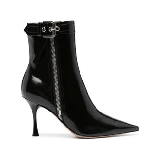 Gianvito Rossi Schwarze Leder-Stiefeletten mit Stiletto-Absatz - - Shoes - Damen - Schwarzk - 39 1/2 EU