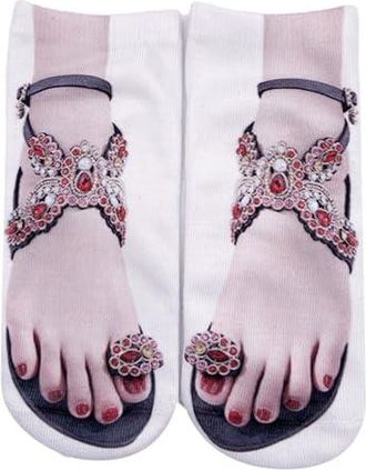 Generic Chaussettes pour homme 43 46 - Chaussettes non pelucheuses avec motif 3D et impression manucure - Chaussettes de course cach&eacute;es amusantes pour femme -