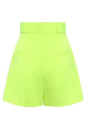 Alex Perry Womens Belted Yellow Shorts Triacetate