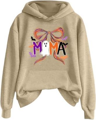 Generic 2026 Vestes pour femmes, chandail &agrave; capuche imprim&eacute; Halloween, sweatshirt &agrave; manches longues, d&eacute;contract&eacute;, confortable, pour lautomne, kaki, XXL