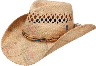 Stetson Chapeau en Paille Arango Western Femme - de Soleil Cowboy Hiver Automne Printemps Été Printemps-été - M (56-57 cm) Nature