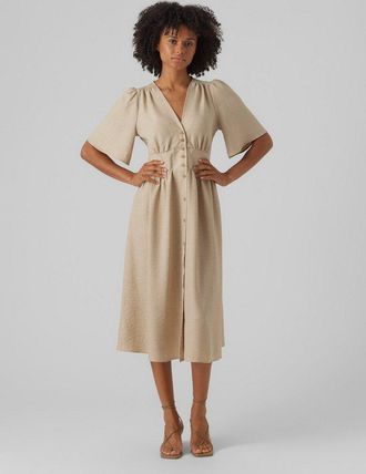 Vero Moda Midikleid VMMELANEY 2/4 BLK DRESS WVN NOOS Sommerkleid