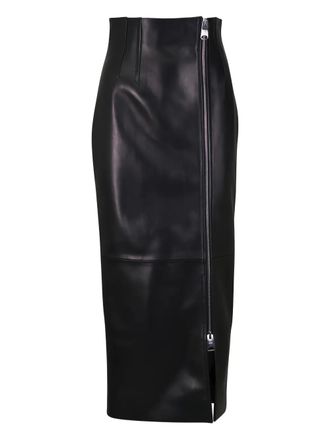 Khaite jupe mi-longue Gres &agrave; fermeture zipp&eacute;e - Noir