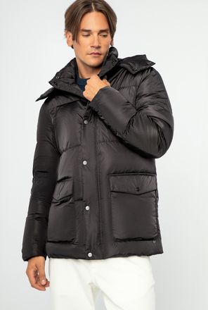 Wittchen Herren-Steppjacke mit Kapuze, schwarz, Nylon