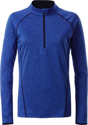 James & Nicholson Damen Ladies Sportsshirt Longsleeve T-Shirt, Blau (Blue-Melange/Navy), Small