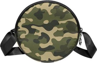 Generic Sac &agrave; bandouli&egrave;re Circle pour femme, petit sac &agrave; bandouli&egrave;re camouflage avec fermeture &eacute;clair, bretelles r&eacute;glables, sac &agrave; main rond d&eacute;contract&eacute; pour f