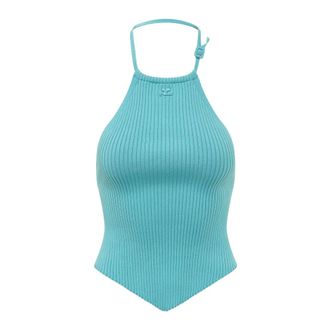 Courr&egrave;ges Femme, Tops, Bleu, Taille: 40 FR Pointy Rib Knit Top