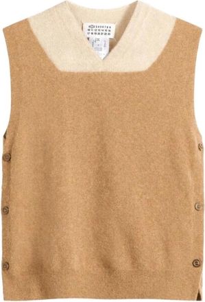 Maison Margiela Femme, Pulls, Beige, Taille: 40 FR Gilet en maille Fuse
