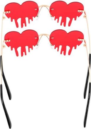 Holibanna Lot de 2 Lunettes de Soleil sans Monture en M&eacute;tal Dor&eacute;, Verres de Coeur Style Ann&eacute;es 90, Lunettes Cool pour F&ecirc;te et Soir&eacute;e, Accessoires Photo Originau
