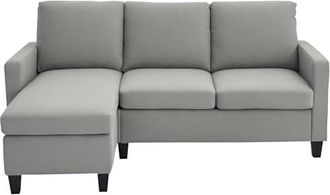 HOMCOM Canap&eacute; dangle canap&eacute; 3 Places avec m&eacute;ridienne r&eacute;versible Gauche ou Droite pour Salon, Bureau, Appartement, Tissu Polyester 197L x 139l x 91H cm Gris C