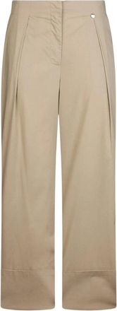 Liu Jo Femme, Pantalons, Beige, Taille: 44 FR Pantalon &Eacute;vas&eacute; en Popeline