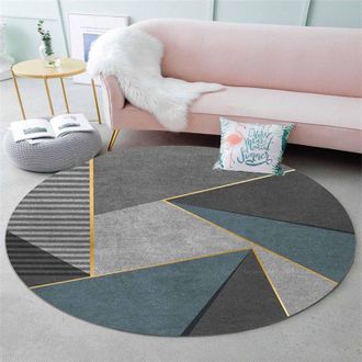 Generic Moderner minimalistischer runder Schlafzimmer-Läufer Teppich Grau Schwarz Gold 60cm 80cm 100cm 120cm 140cm 160cm 180cm 200cm zottelige Teppiche für Sc