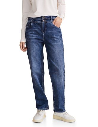 Street One Damen Jeans Straight und High, mid Blue Washed, 27W / 30L