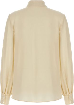 Valentino Garavani Black Bow-Trimmed Blouse - Cream