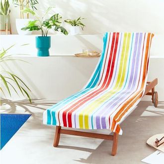 Catherine Lansfield Strandtuch für Sonnenliegen, Regenbogenstreifen, 78 x 200 cm, hell