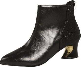 Generic Bottines d&eacute;contract&eacute;es &agrave; talon bas et &eacute;pais pour femme - &Eacute;l&eacute;gantes et confortables - Bout pointu - Fermeture &eacute;clair dans le dos - &Eacute;l&eacute;gantes et confort
