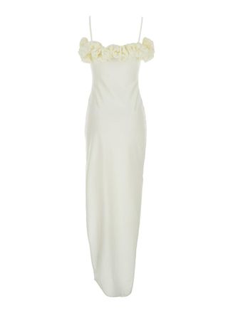Coperni Womens White Sleeveless Long Dress With Asymmetric Hem Polyamide