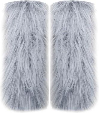 Generic Couvre-pieds en fausse fourrure chaude - Chaussettes à poils longs - Jambières pour femme - Automne et hiver - Chaussettes dhiver épaisses - Double ch