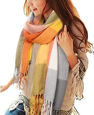 Heekpek Grande Taille Femme Homme Echarpe Hiver Chaud en Cachemire Imitation Carreaux Doux &eacute;charpe &eacute;pais Pull Ch&acirc;le Mode &eacute;charpe Fra&icirc;che Cadeau Unisexe Cadeau