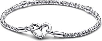 Pandora Armband mit Infinity Herzverschluss aus Sterlingsilber in der Farbe Silber, Kompatibel mit PANDORA Moments Armbänder, Länge: 20cm, 592453C00-20