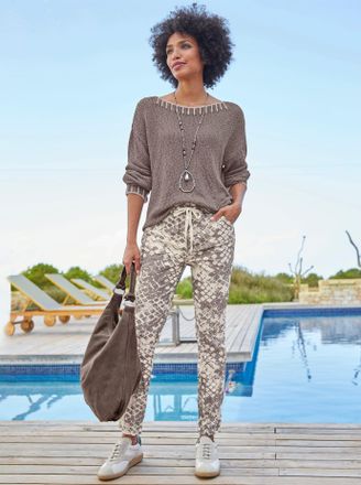 Heine Strickpullover HEINE Pullover, Damen, Gr. 34, grau (taupe), 100% Baumwolle, unifarben, Pullover Strickpullover, Topseller