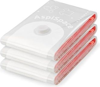 Compactor 3er-Set Vakuumbeutel Gr&ouml;&szlig;e L (100x80 cm) - Decken, Kissen, Kleidung und Bettw&auml;sche komprimieren - Volumenreduzierung bis zu 75% - Schutz vor Staub, Fe