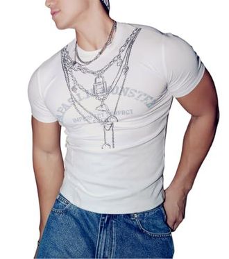 Generic T-shirt humoristique pour homme avec imprim&eacute; graphique 3D sur la poitrine, multicolore, XL