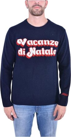 MC2 Saint Barth Homme, Pulls, Bleu, Taille: M Élégant pull blanc avec motif jacquard