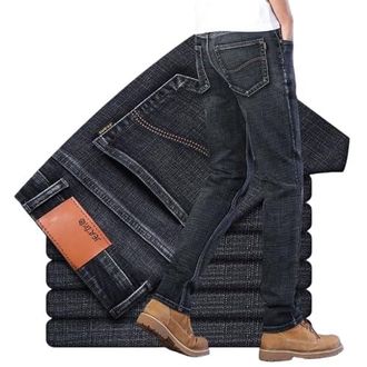 Generic Jean thermique doubl&eacute; en polaire pour homme - Pantalon dhiver thermique - Coupe droite - Pantalon en jean chaud avec poches, Noir, XXL