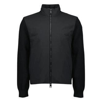 Moncler Rei&szlig;verschluss-Strickjacke mit Materialmix - - Jackets - Herren - Schwarzk - S