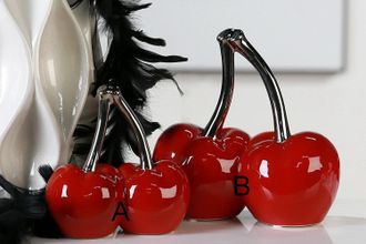 Casablanca 36440 Skulptur - Dekofigur - Kirsche - Double Cherry Keramik - rot/Silber 21 x 21,5 cm