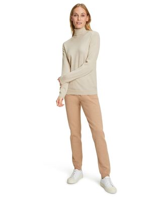 Falke Damen Pullover Basic Roll Neck New Merino W Pu Wolle elegant klassisch f&uuml;r Business und Freizeit mit Rollkragen 1 St&uuml;ck, Beige Melange 4043, XL