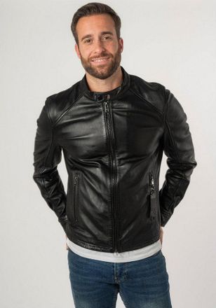 Mauritius Lederjacke 2Mtoji SF mit Rei&szlig;verschluss, Zipperdetail, STehkragen Ziern&auml;hte