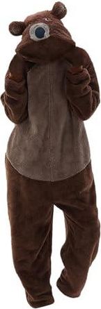 Generic Combinaison animal pour adulte | Onesies en polaire pour homme - Combinaison de nuit - Grenouillère à capuche avec oreilles - Pyjama tout-en-un confor