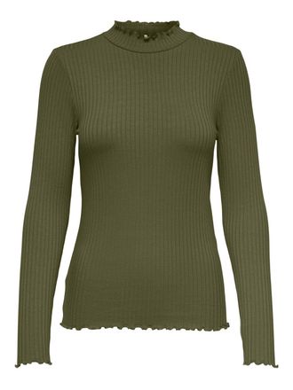 Jacqueline de Yong Jdyfransiska L/S Highneck Top JRS Noos, Maglia Manica Lunga Donna, Verde (Dark Olive), L