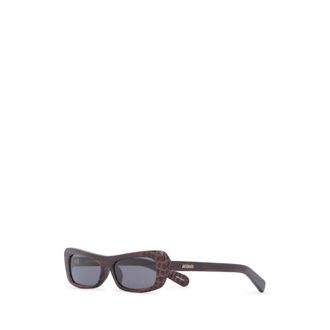 Jacquemus Rechteckige Sonnenbrille mit gepr&auml;gtem Effekt - - Accessories - Damen - Braun - ONE SIZE